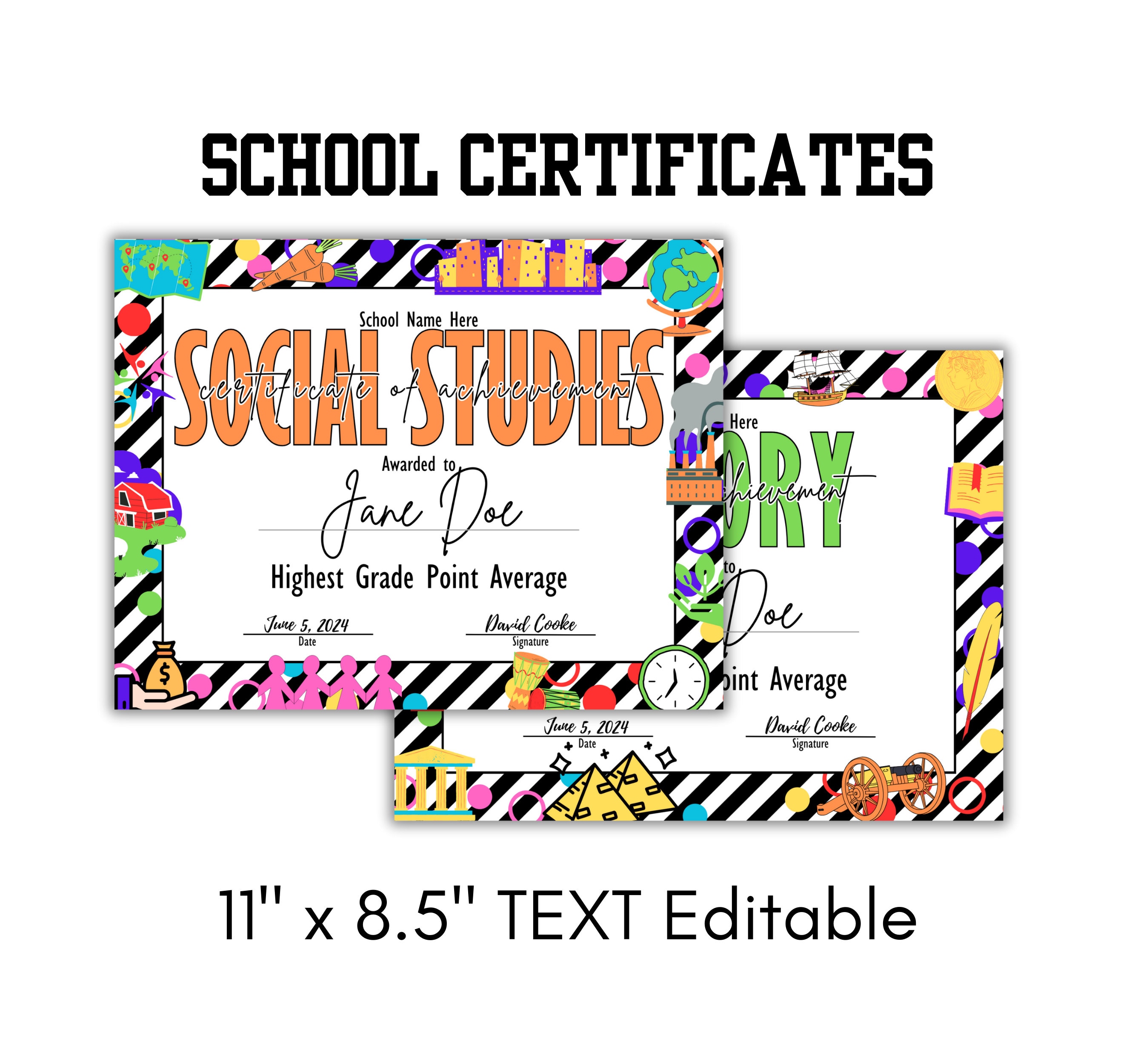 SCHOOL AWARDS Certificates for Several Subjects, Editable, End of Year ...