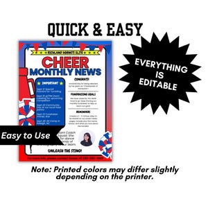 EDITABLE CHEER NEWSLETTER Flyer for High School or Competitive Cheer ...