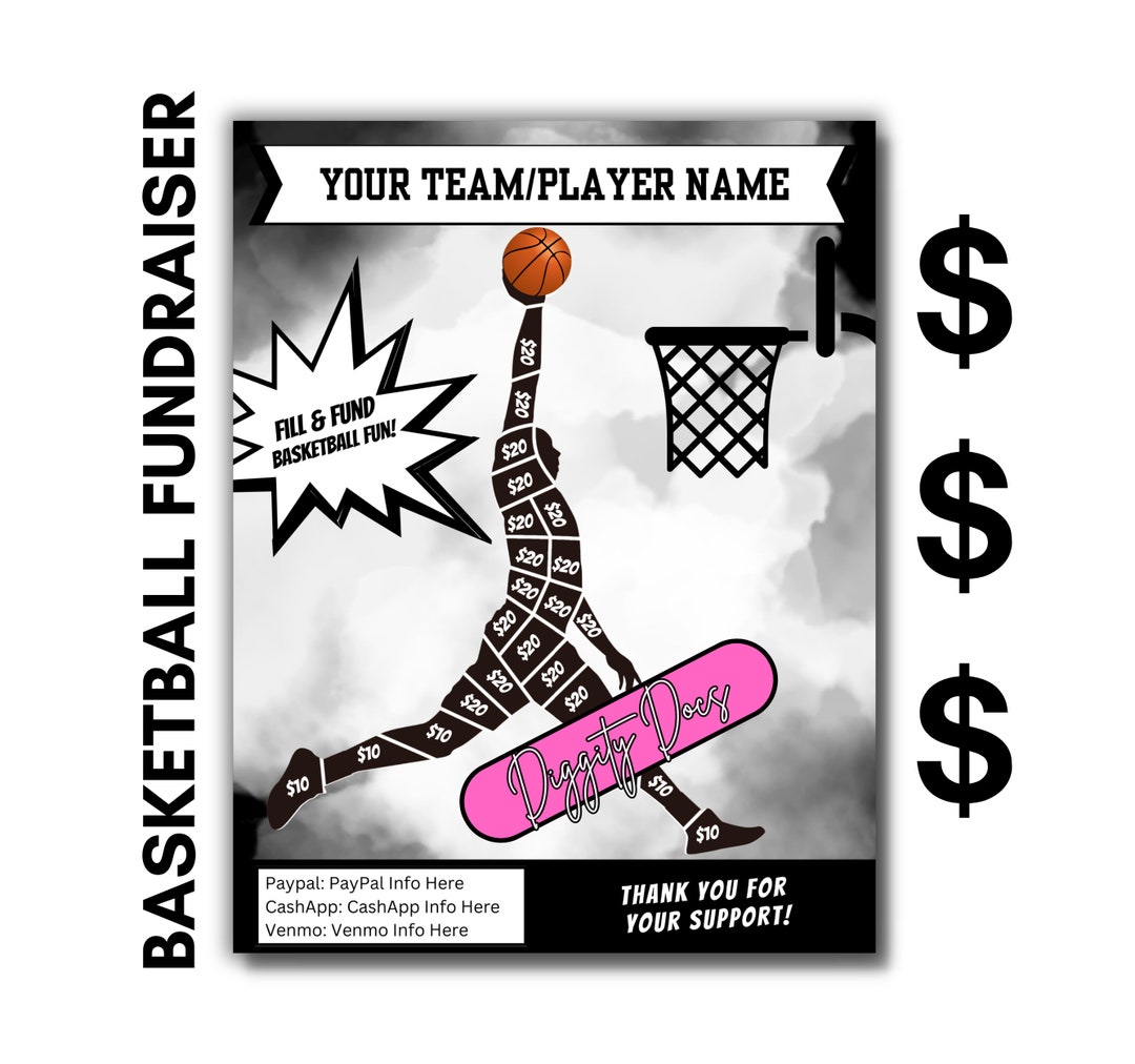 EDITABLE BASKETBALL Fill in Fundraiser Template Basketball Fill & Fund ...
