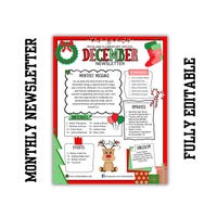 December Classroom Newsletter Template, Christmas Classroom Newsletter ...