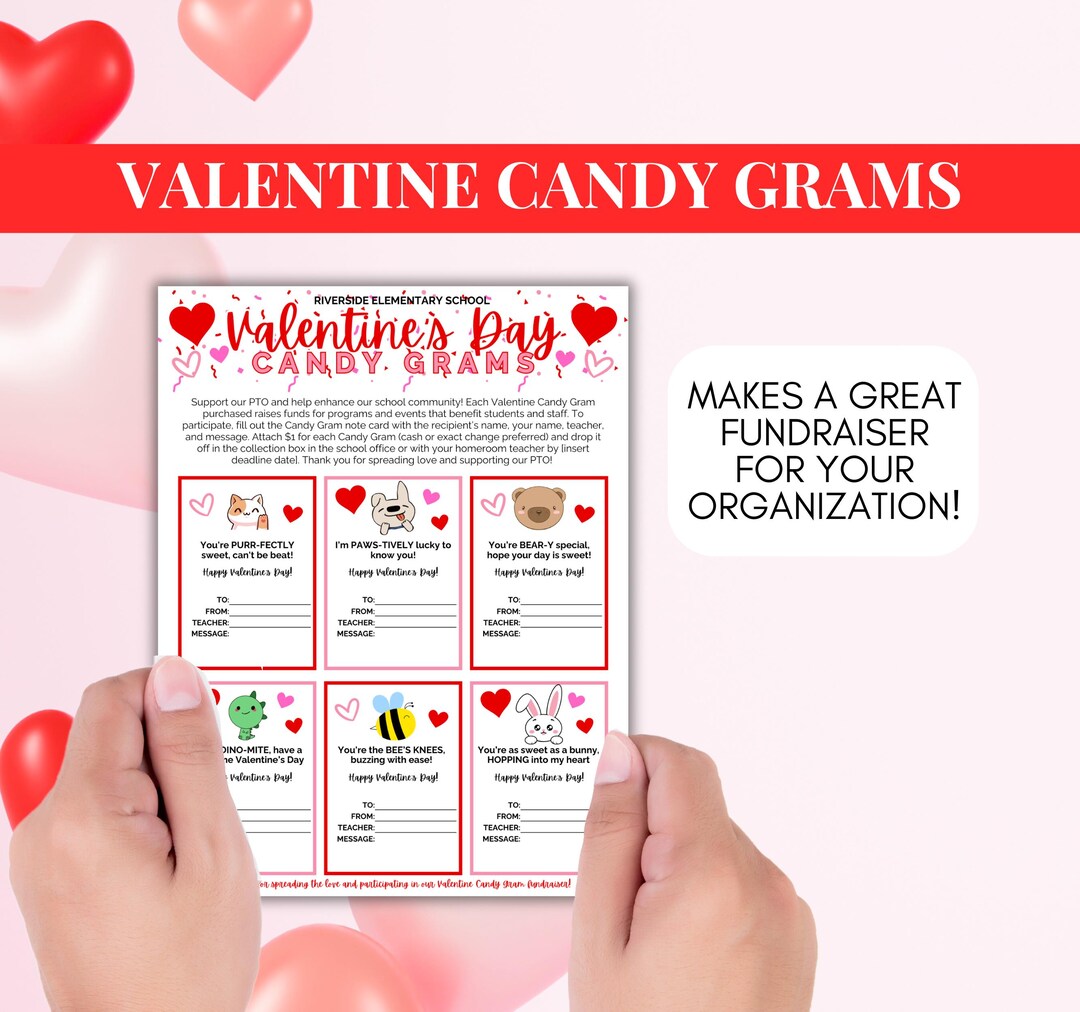 Editable Valentine's Day Fundraiser Candy Grams, Fill My Heart! A Fun ...
