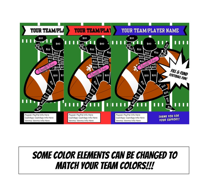 EDITABLE FOOTBALL Fill in Fundraiser Template | Football Fill & Fund ...