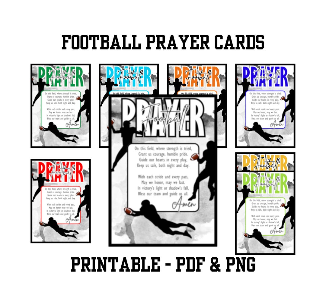 Football Prayer Cards Gift Tags: Support With Inspirational Quotes ...