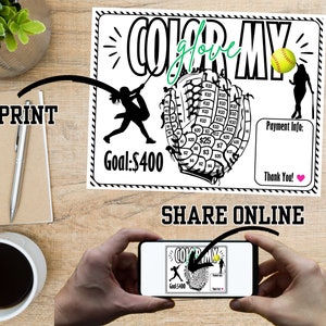 COLOR MY GLOVE Softball Fundraiser | Printable 11" X 8.5" | Instant ...