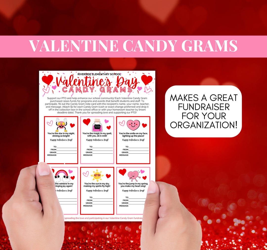 Valentine’s Day Candy Grams Fundraiser, Fill My Heart, Red and Pink ...