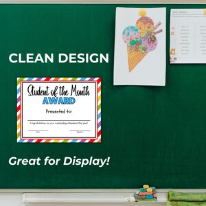 STUDENT of the MONTH Certificate School Award Printable PDF School ...