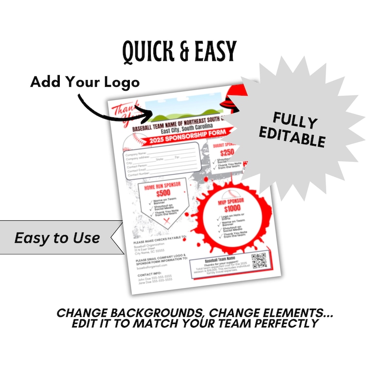 Baseball Sponsorship Flyer Template, Sponsor My Season, Editable Canva ...