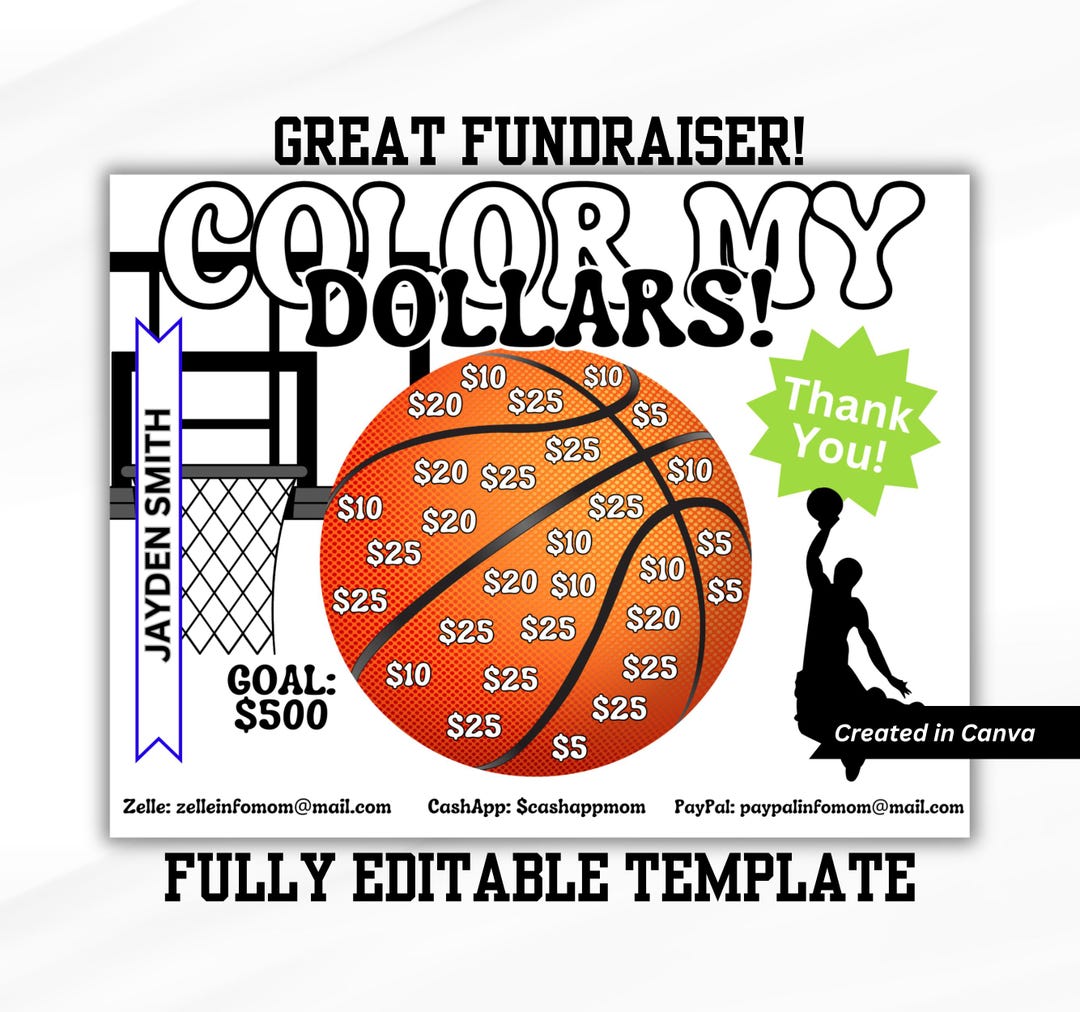 FULLY EDITABLE Basketball Fundraiser, Unique, Fill My Basketball ...