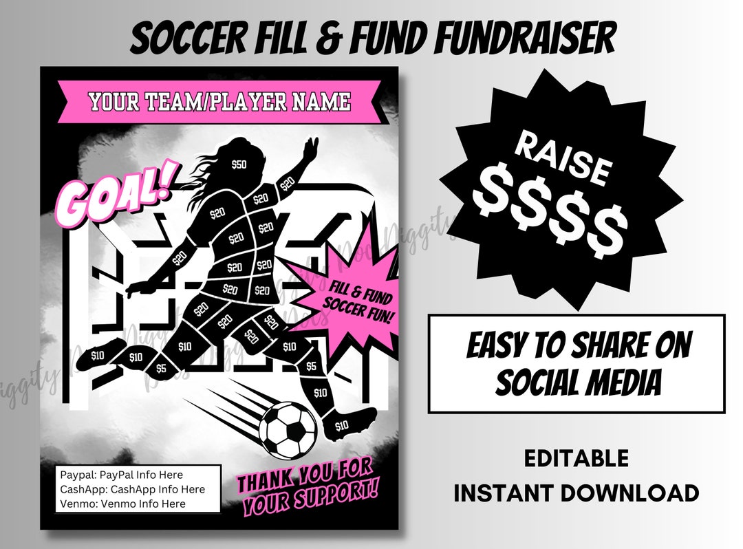 EDITABLE SOCCER Fill in Fundraiser Template Soccer Fill & Fund ...