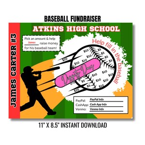 BASEBALL Fill in Fundraiser EDITABLE Baseball Fundraising Sheet AAU ...