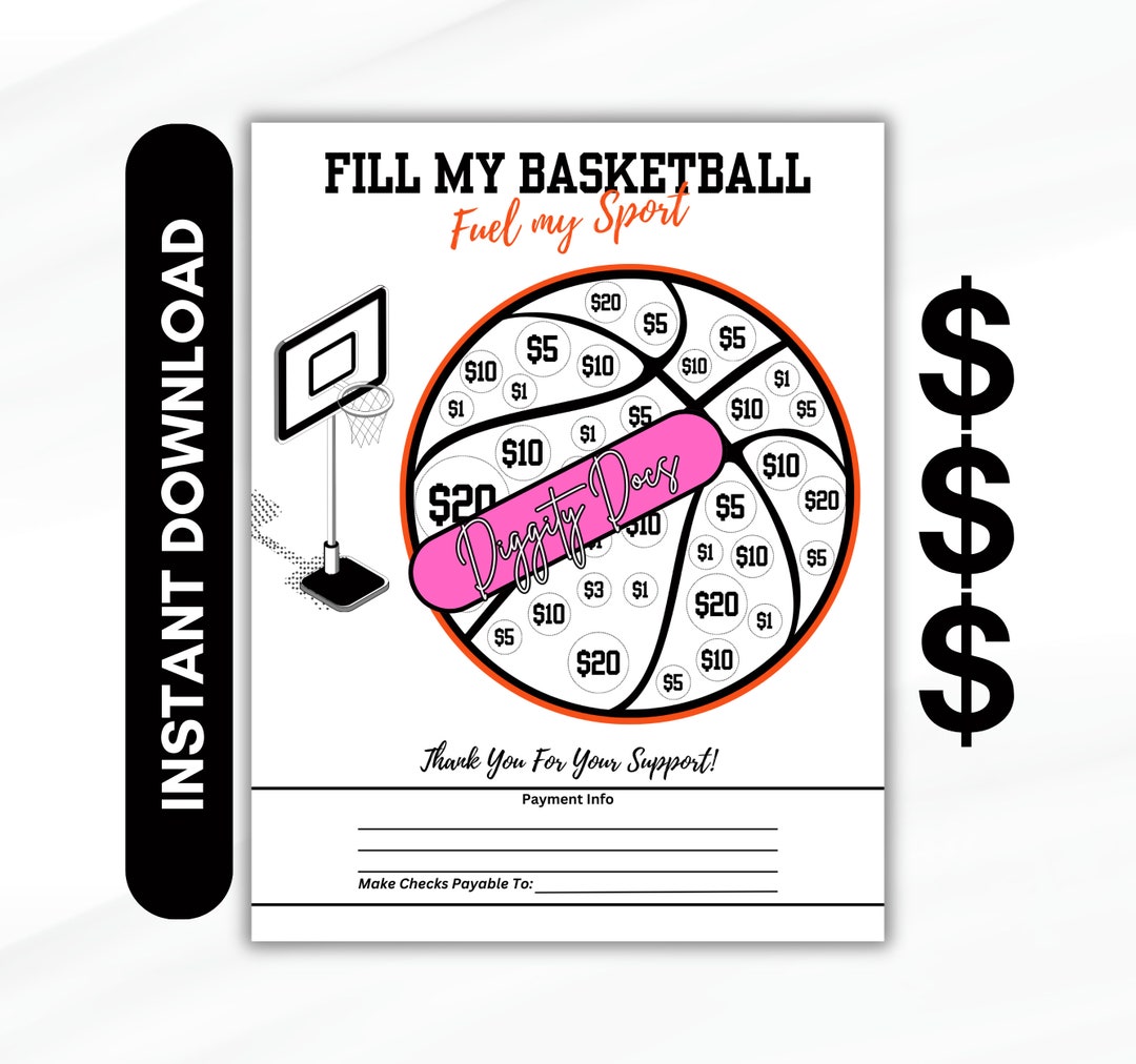 Fill My Basketball Fundraiser Printable 8.5 X 11 Color-in Donation ...