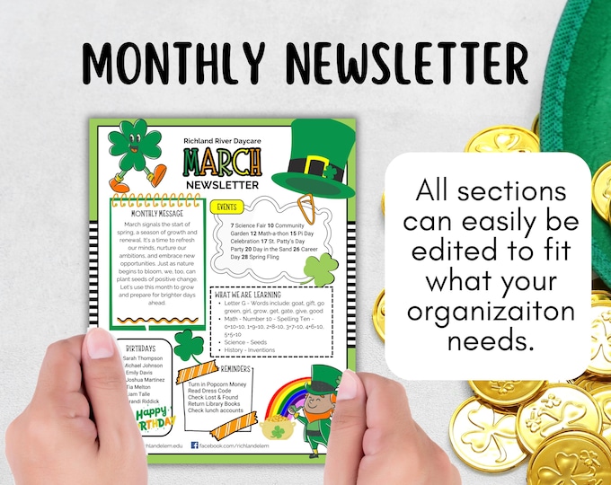 March Daycare Template | March Daycare Newsletter Canva Template ...