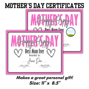 Mother's Day Certificate Template - Customize & Print. Fully ...