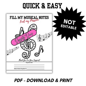 Fill My MUSIC NOTES: BAND High School Fundraiser | Printable 8.5x11 ...