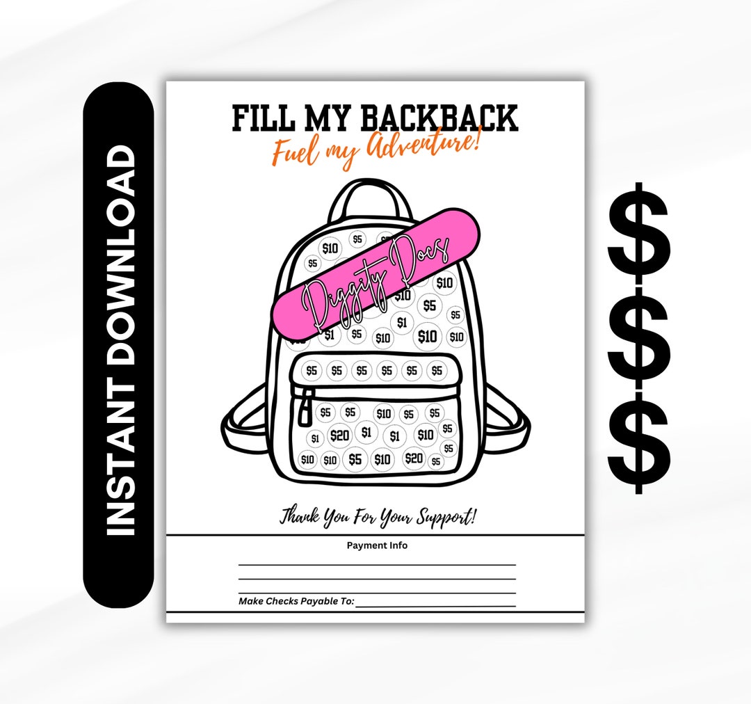 FILL MY Backpack Fundraiser Printable 8.5 X 11 Color-in Donation Spots ...
