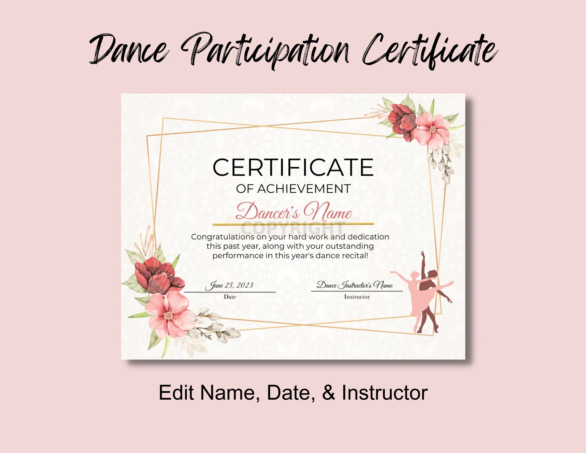 DANCE AWARD EDITABLE Certificates Bundle End of Year - Etsy