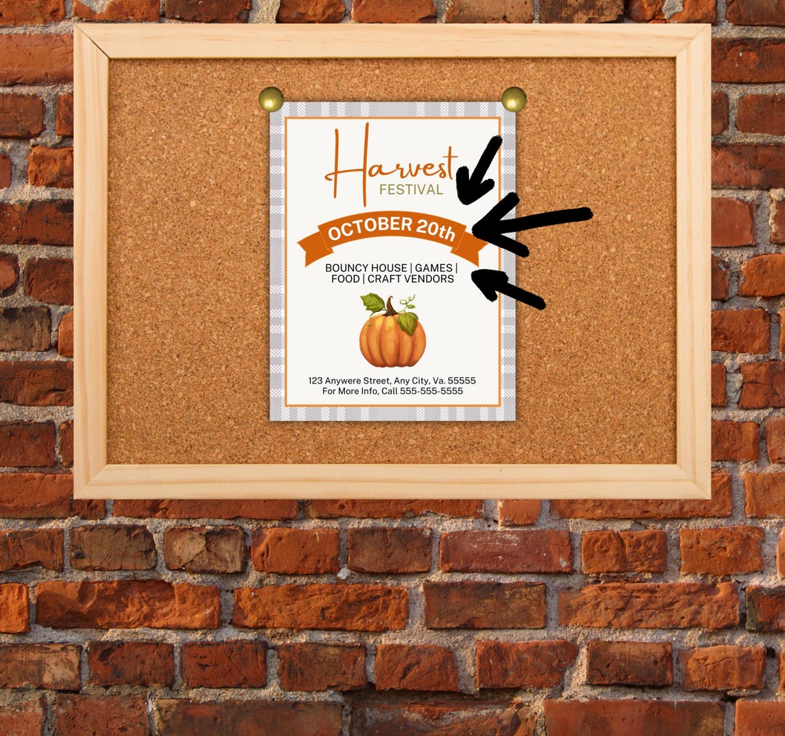 Editable Harvest Festival Flyer, Customizable Fall Event Poster, Autumn ...