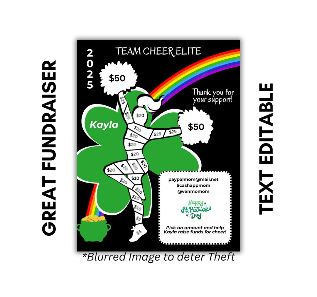 St. Patrick's Day Fill in the CHEERLEADER Fundraiser Donate to Support ...