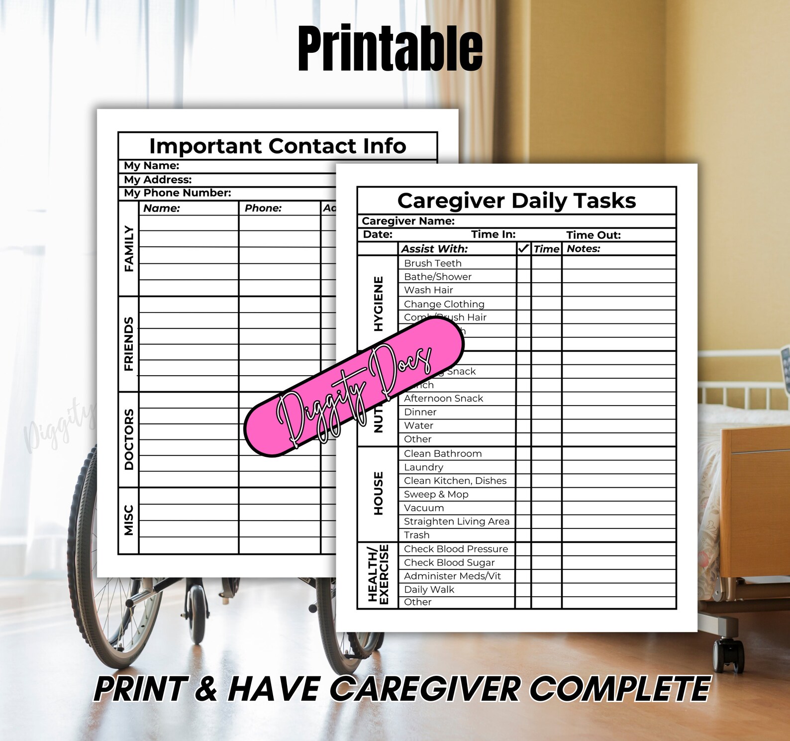 Caregiver Printable: for the Elderly and Their Caregiving. Help Keep ...