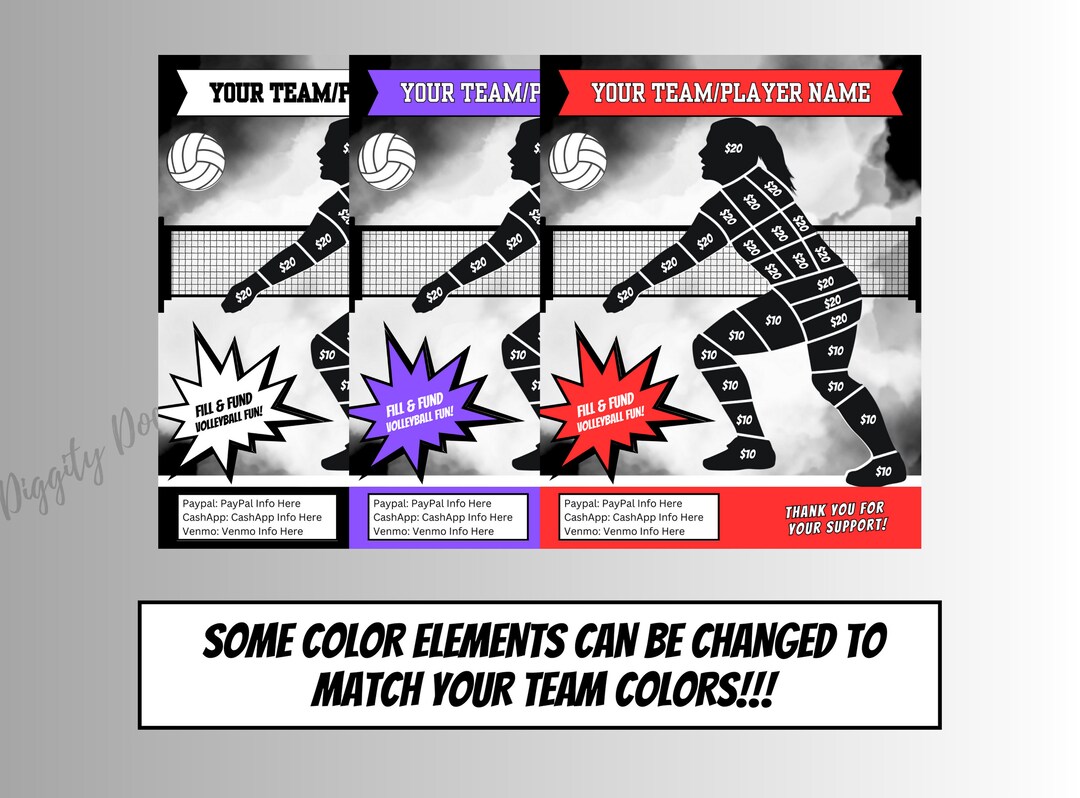 EDITABLE VOLLEYBALL Fill in Fundraiser Template Volleyball - Etsy