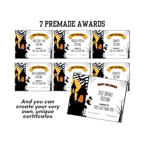 Halloween Costume Award Certificates - Best Costume, Scariest, Most ...
