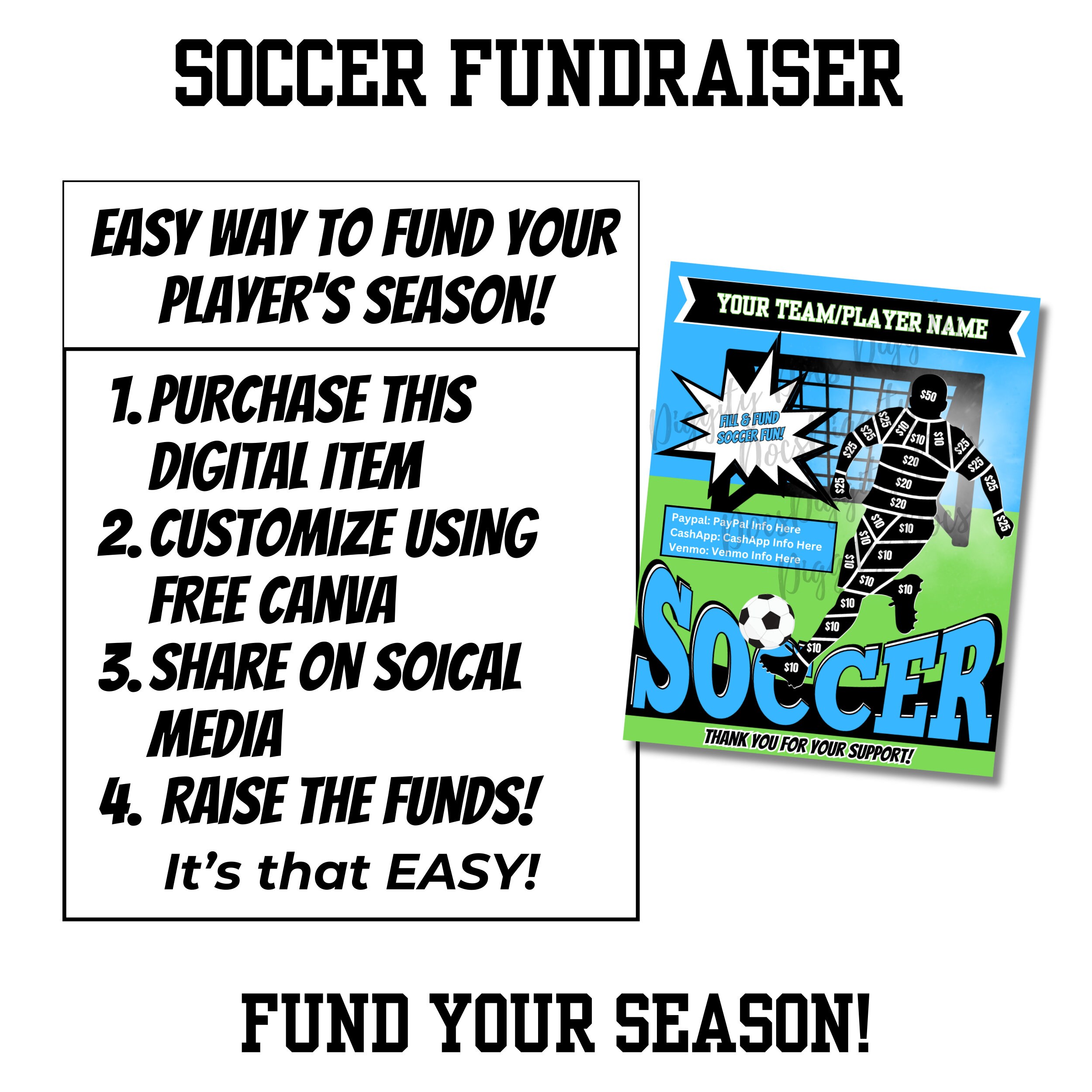 EDITABLE SOCCER Fill in Fundraiser Template Soccer Fill & Fund ...