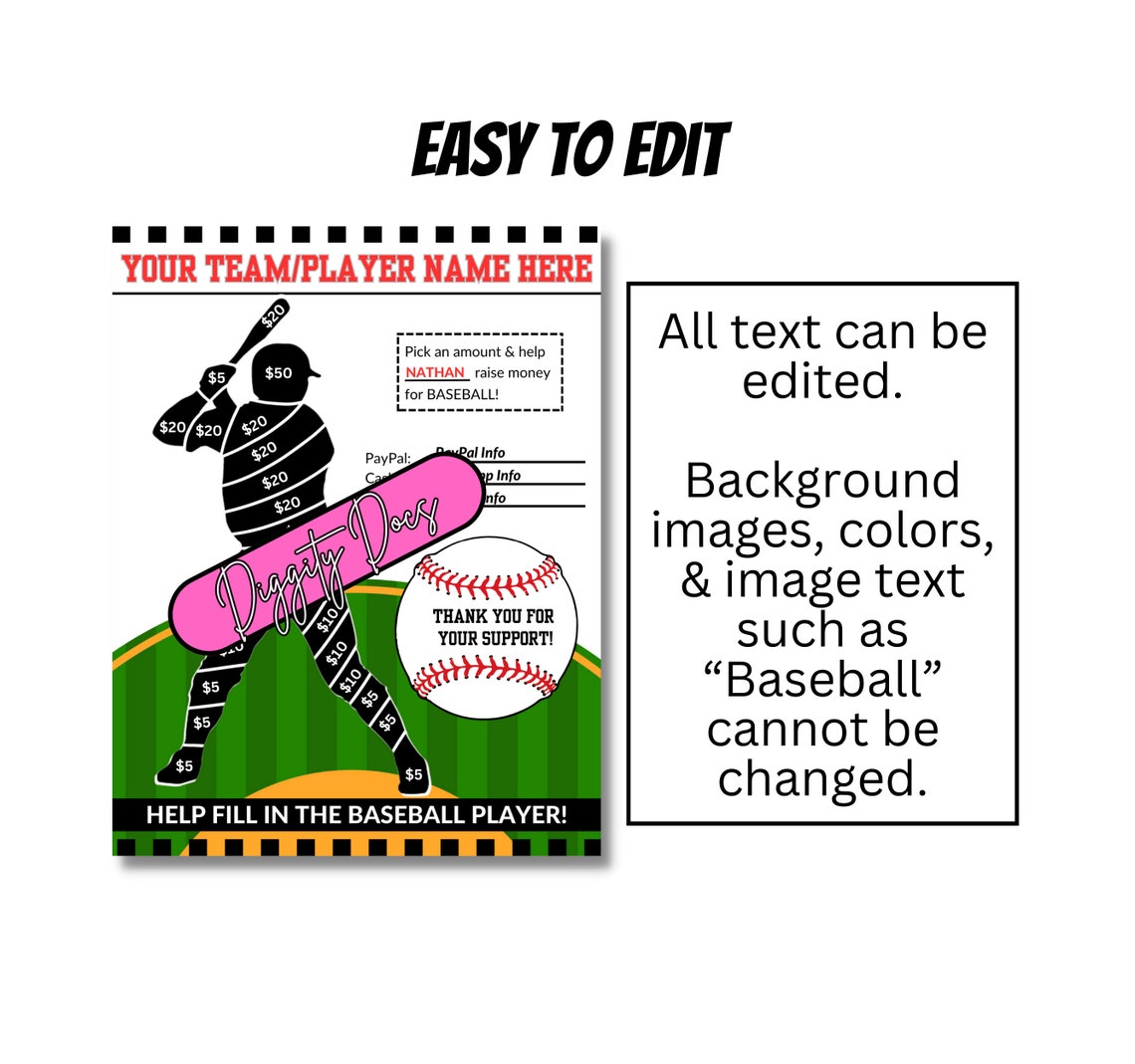 BASEBALL FUNDRAISER Editable | Template Sheet | AAU Baseball Fundraiser ...