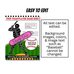 BASEBALL FUNDRAISER Editable | Template Sheet | AAU Baseball Fundraiser ...