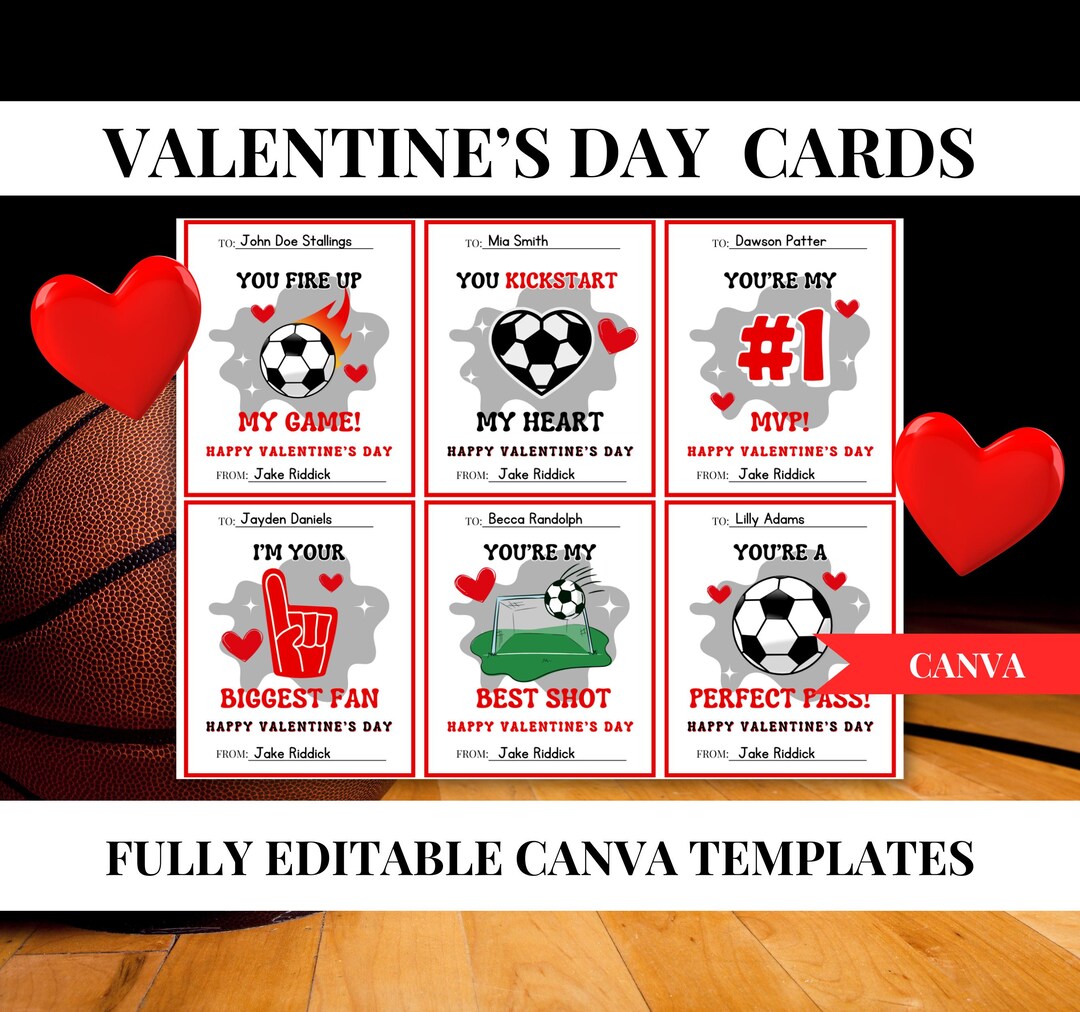 Editable Basketball Valentines Day Cards for Students, Team Sports ...