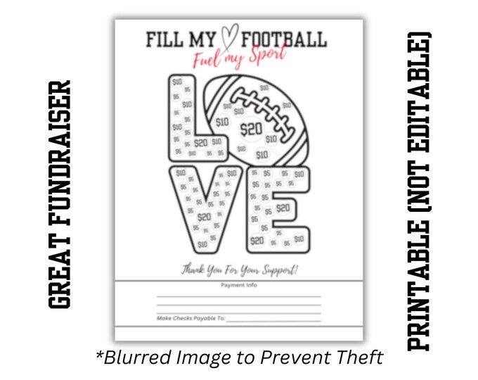 Fill My Football Fundraiser Sheet - Etsy