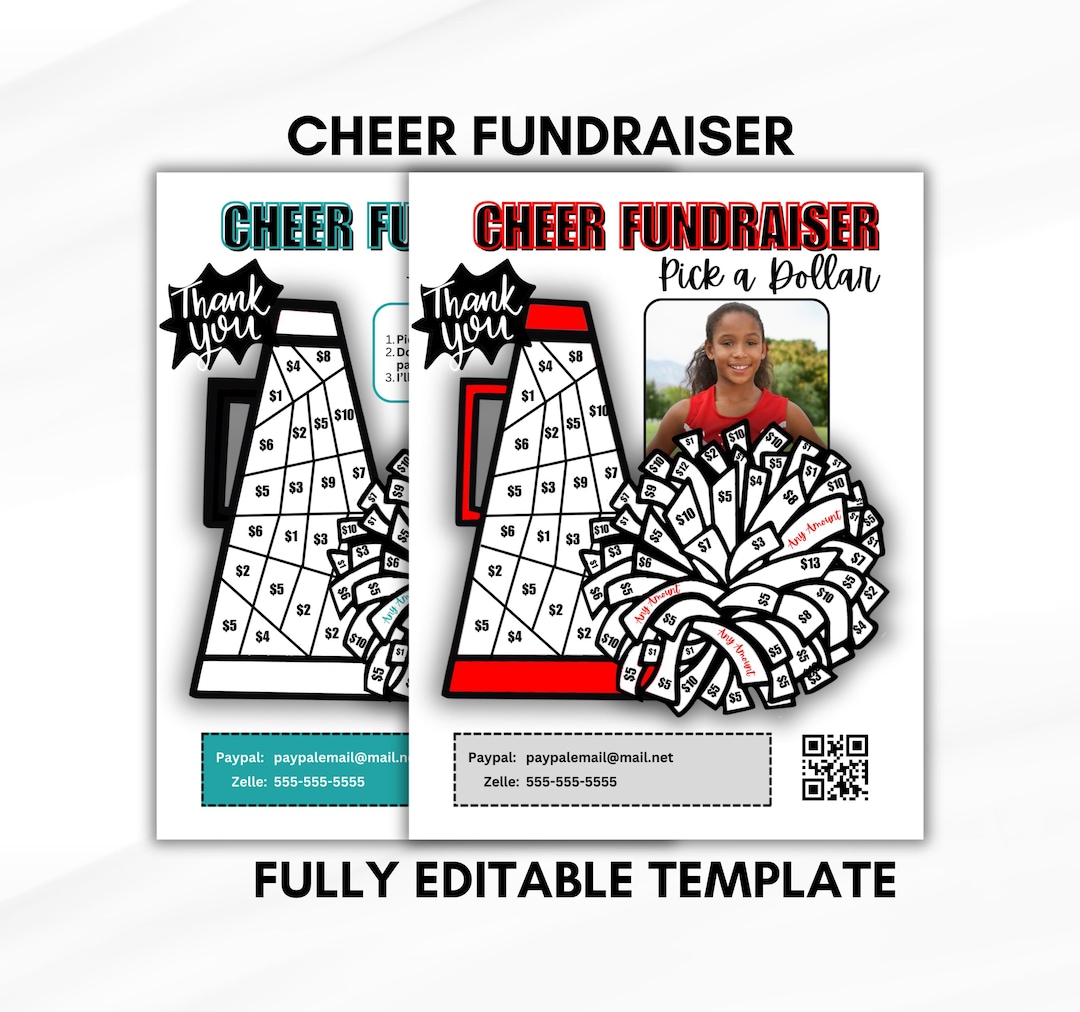 FULLY EDITABLE Cheer Fundraiser Template, Color My Pompom, Fundraising ...