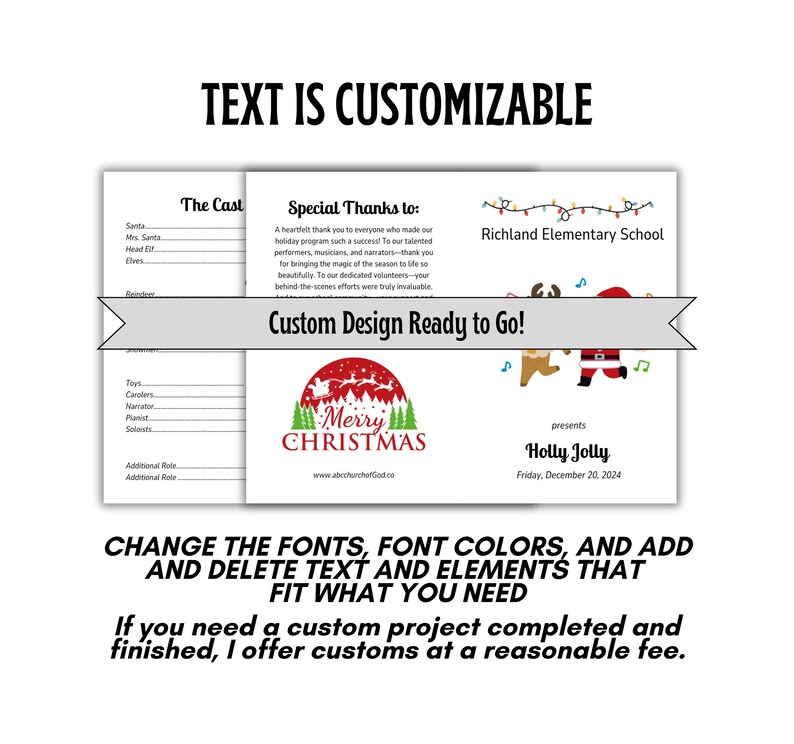 Christmas Play Program Template, Bifold, Editable Flyer, Santa, Elves ...