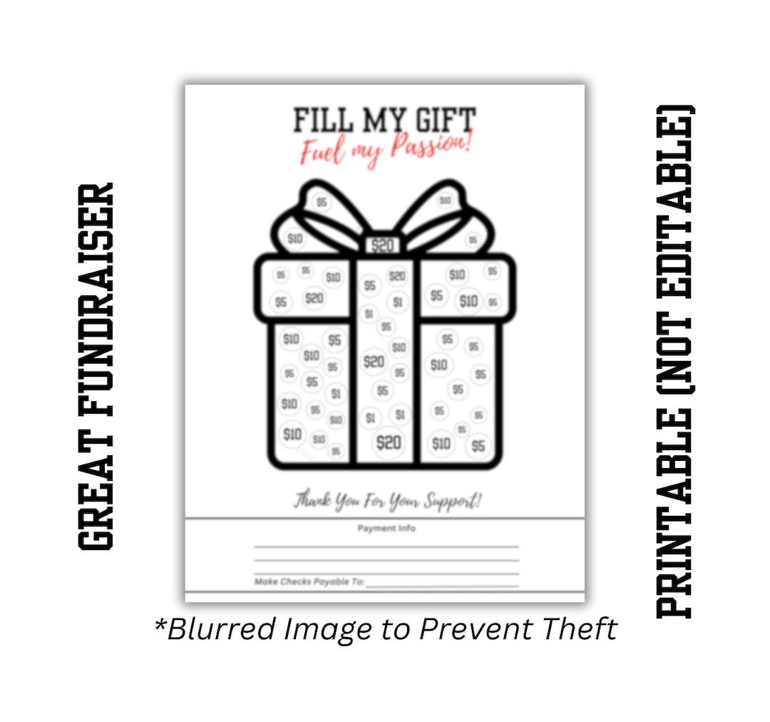 FILL MY GIFT Fundraiser | Printable 8.5" X 11" Color-in Donation Spots ...