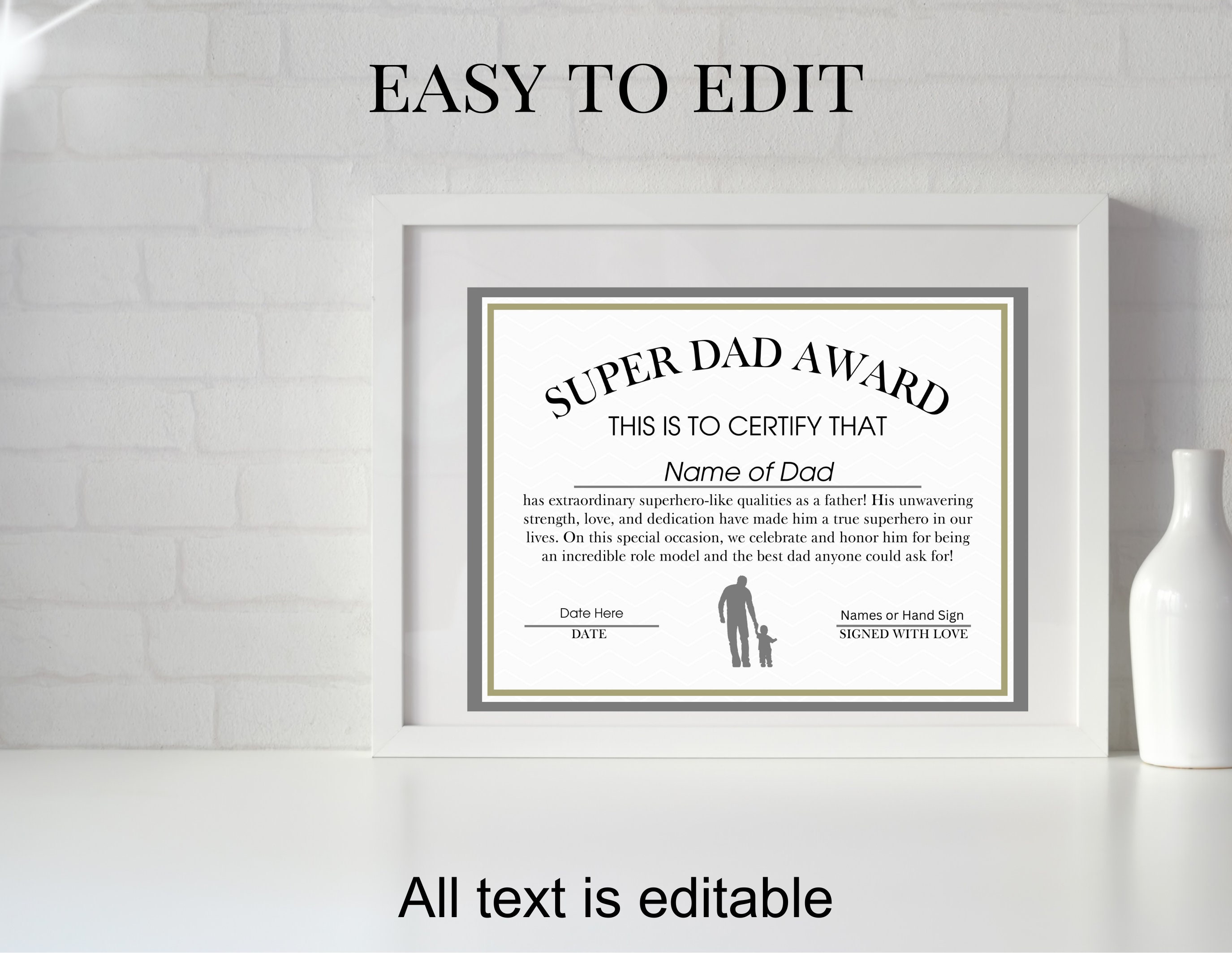 FATHER'S DAY AWARD Certificate Celebrate Dad's Superpowers With a ...