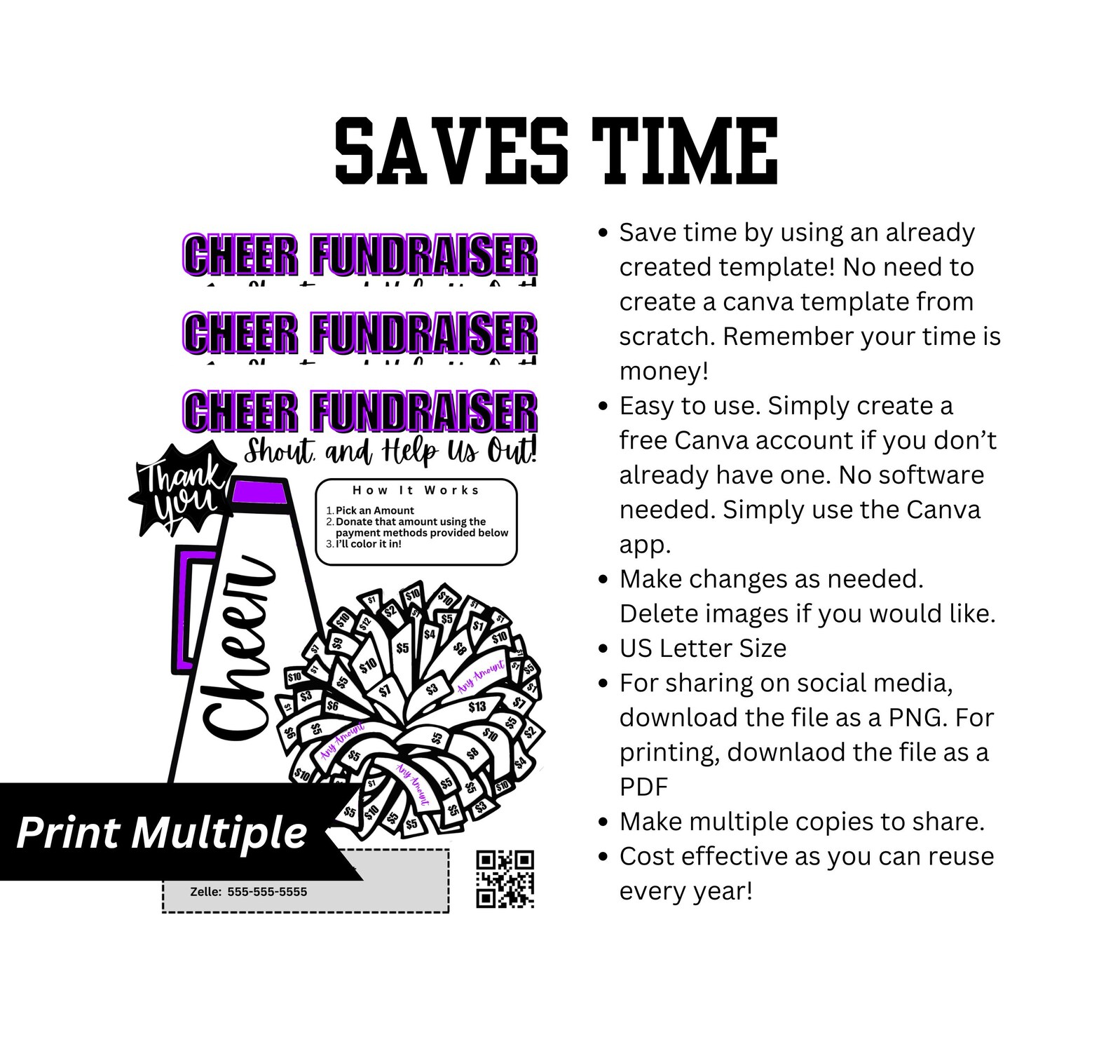 Bulk Cheer Fundraiser Set: 6 Fully Editable Designs for Cheer Camps ...