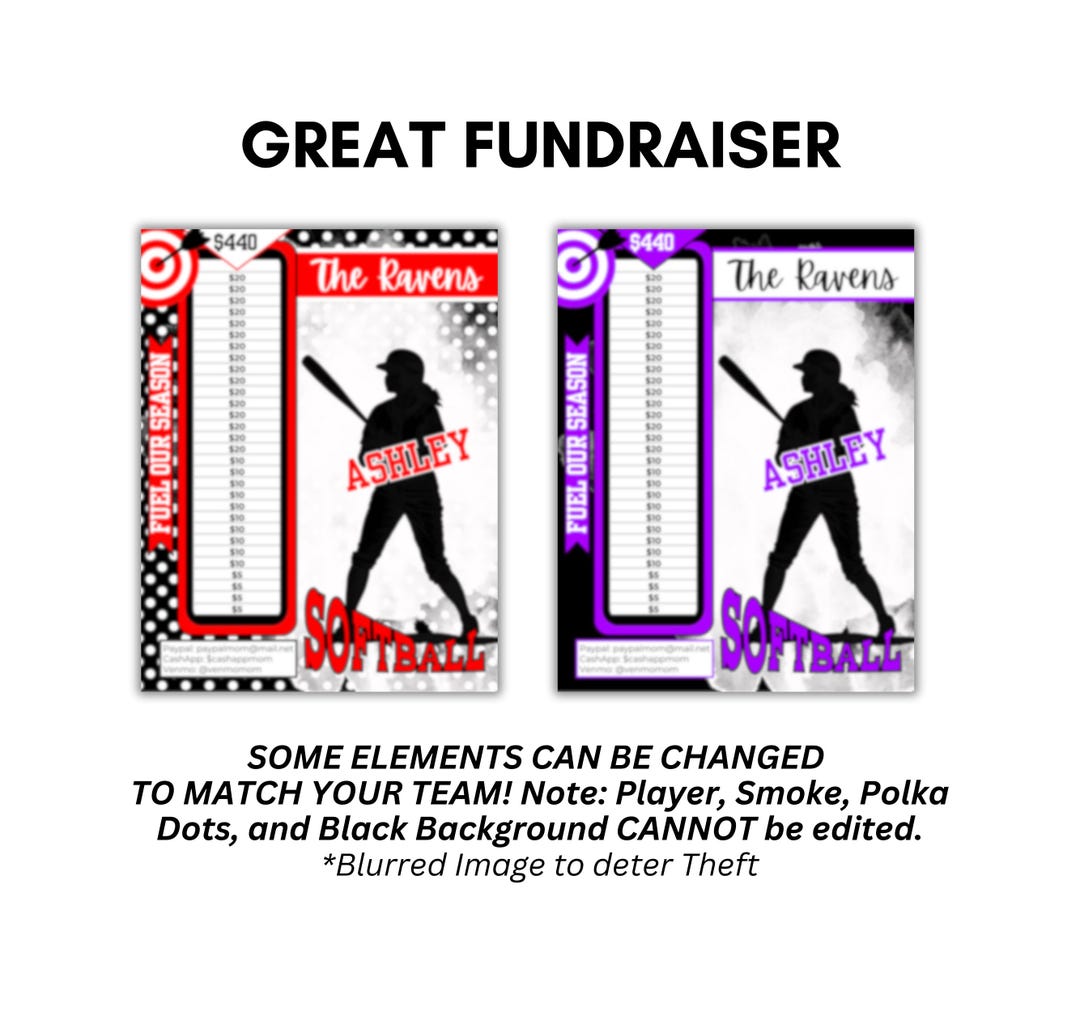 Softball Fundraiser, Fuel My Meter Fundraising, Printable 11" X 8.5 ...
