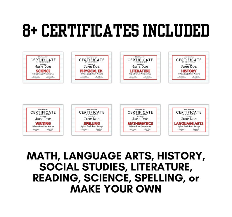SCHOOL AWARDS Certificates for Several Subjects, Editable, End of Year ...