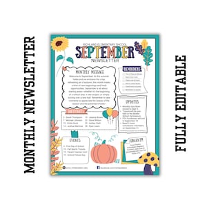 SEPTEMBER MONTHLY NEWSLETTER, All Elements Are Editable, Great for ...