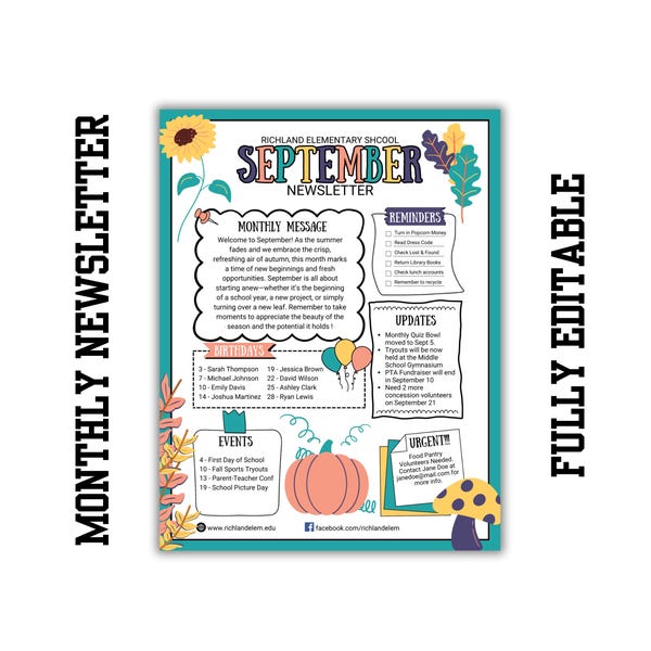 Back to School September Classroom Newsletter, Daycare Newsletter Canva ...
