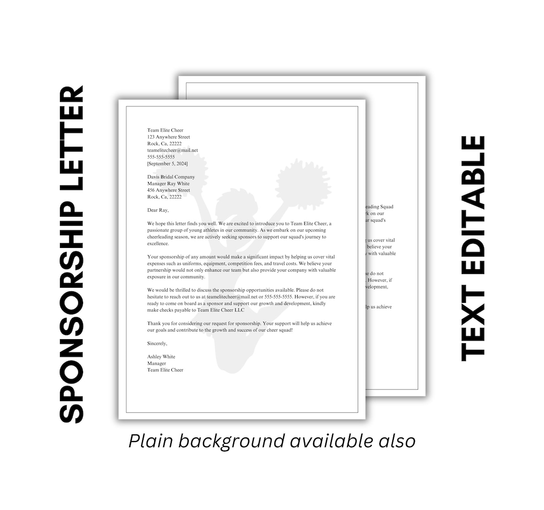 CHEER SPONSORSHIP LETTER: Customize and Support Your Local Cheer Squad ...