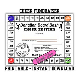Cheer Fundraiser Printable Donation Board Bash Cheer Comp Cheerleading ...