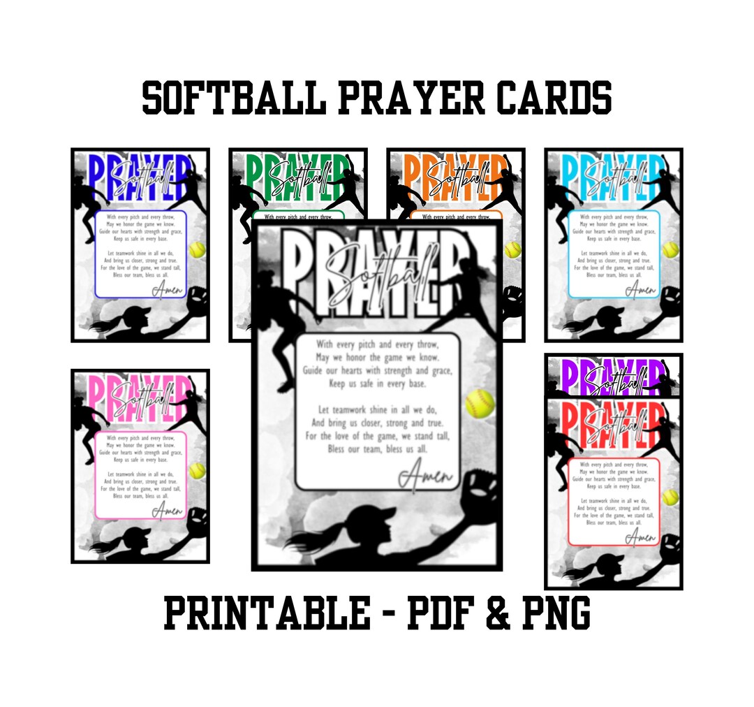 Softball Prayer Cards Gift Tag: Support With Inspirational Quotes ...