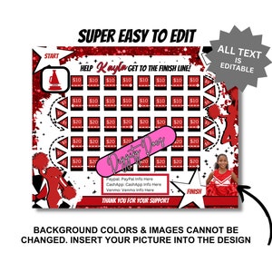 CHEER FUNDRAISER LARGE Game Board | Editable Cheer Fundraising Game ...