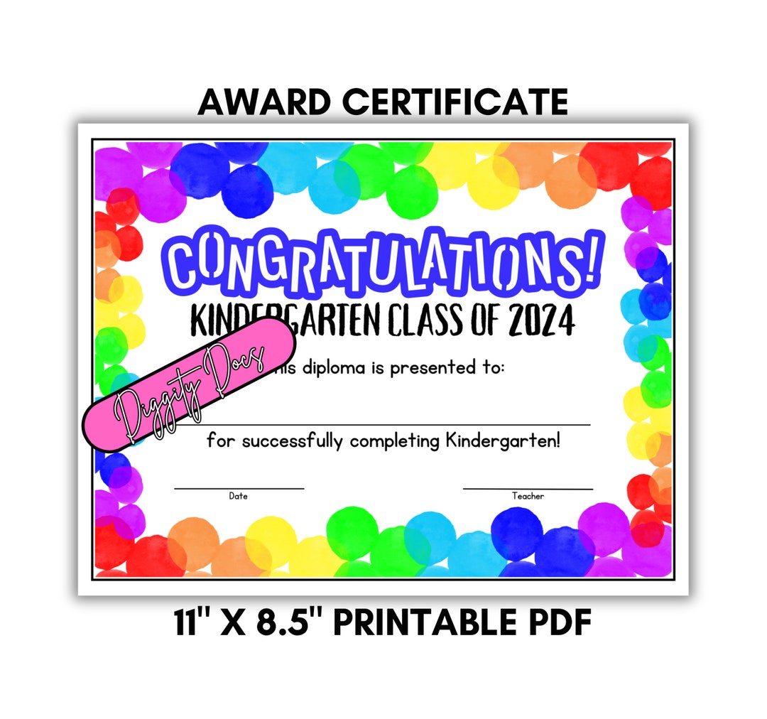 Kindergarten Graduation Diploma Printable With Bonus Activities Bright ...