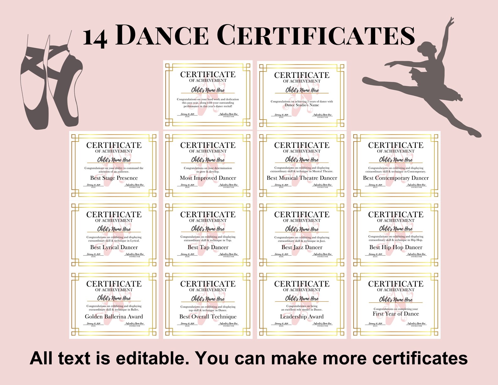 DANCE CERTIFICATES Best Overall Dancer, Top Tap Dancer, Jazz Dancer ...