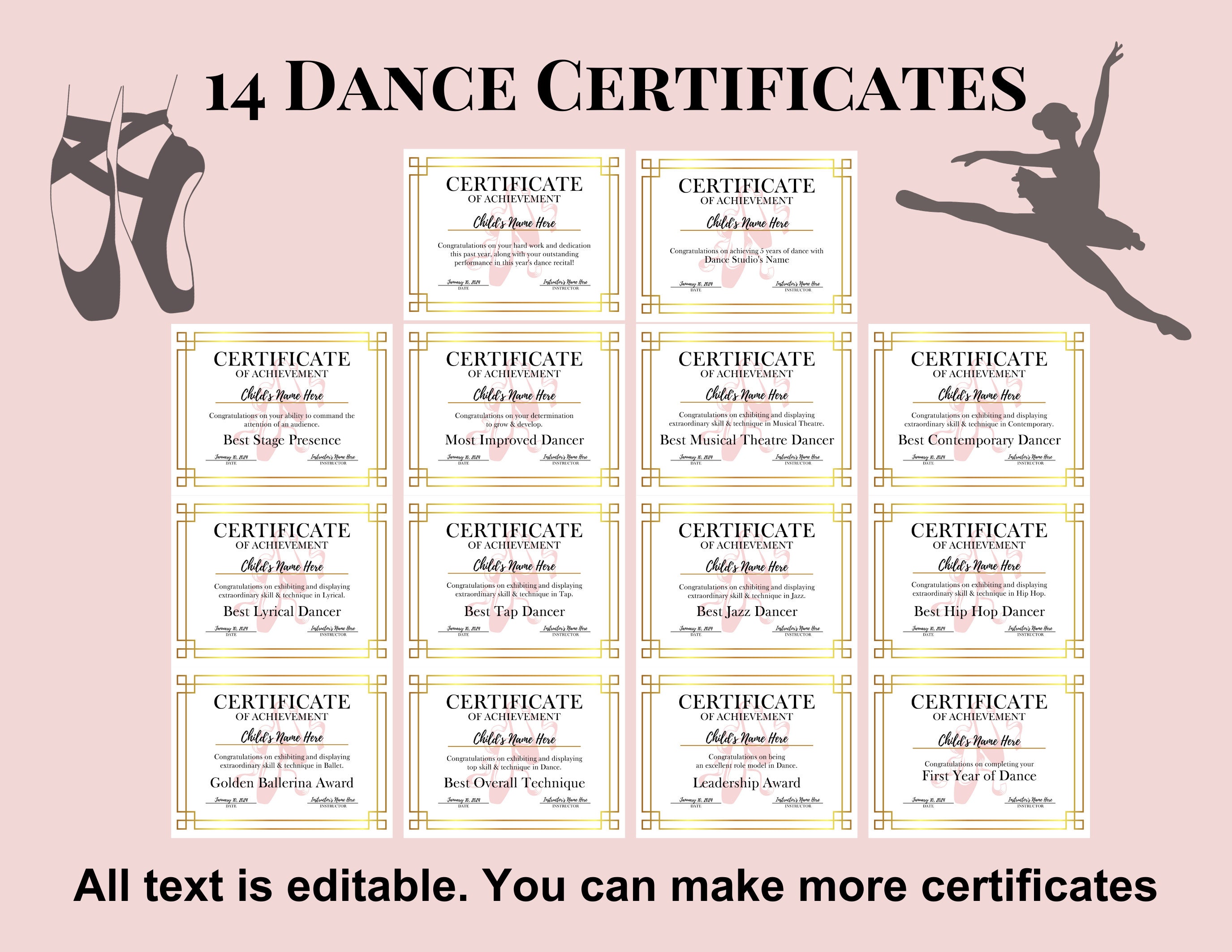DANCE CERTIFICATES Best Overall Dancer, Top Tap Dancer, Jazz Dancer ...