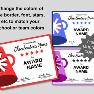 EDITABLE Cheer Award Certificates | Cheer Comp Awards | End of Year ...