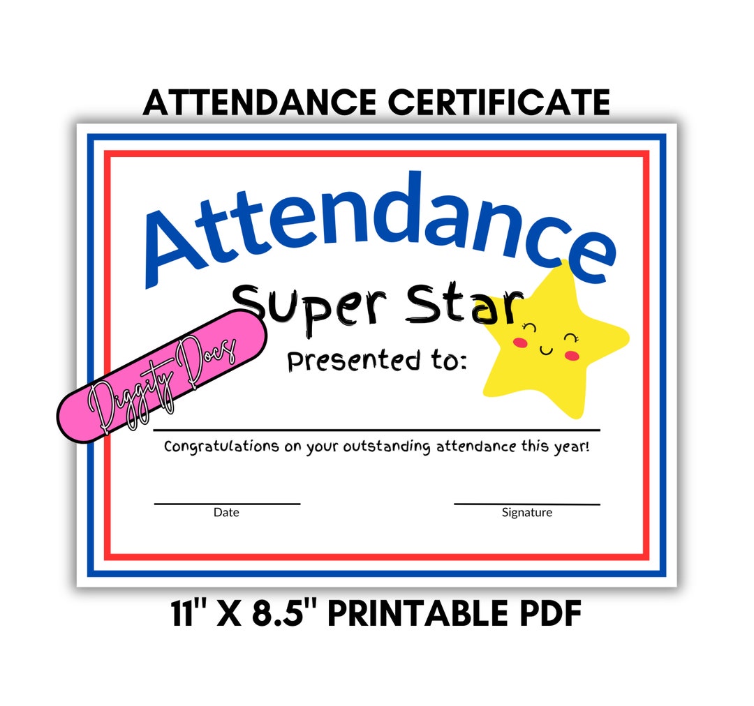 Attendance Certificate Out of This World Attendance Printable PDF ...