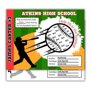 BASEBALL Fill in Fundraiser EDITABLE Baseball Fundraising Sheet AAU ...