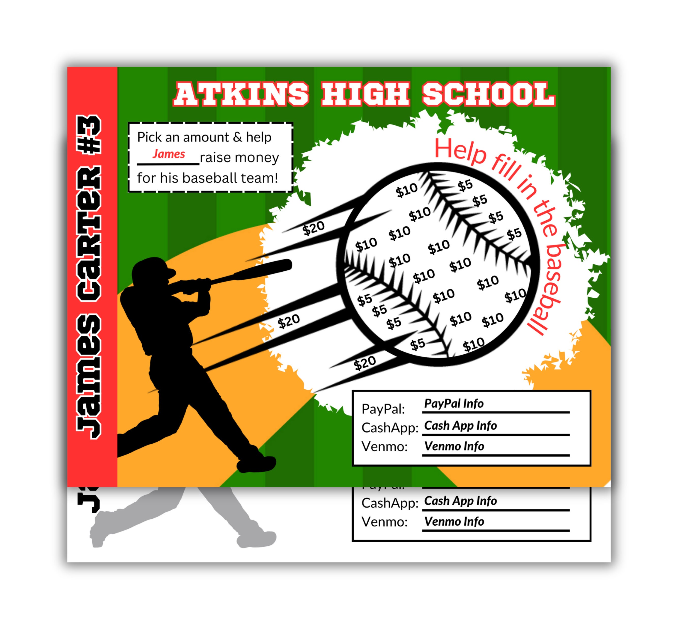 BASEBALL Fill in Fundraiser EDITABLE Baseball Fundraising Sheet AAU ...